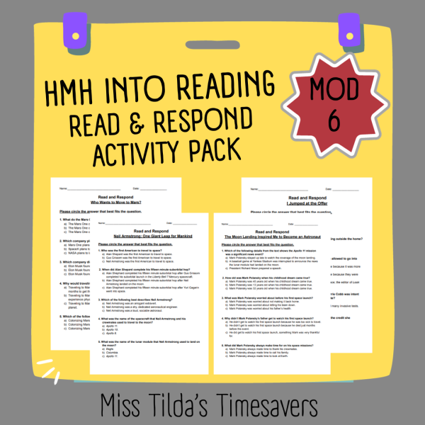 Read and Respond Activity Pack - Grade 6 HMH into Reading (Module 6 ...