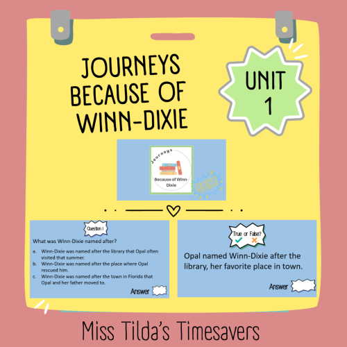 Because of Winn-Dixie Quiz - Grade 4 Journeys - Made By Teachers