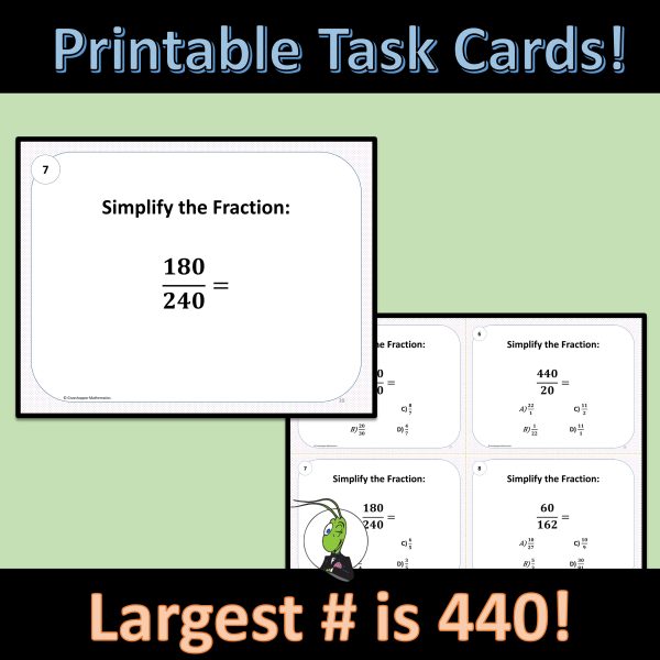 Simplifying Fractions Set 3 Task Cards and Google Slides and Forms ...