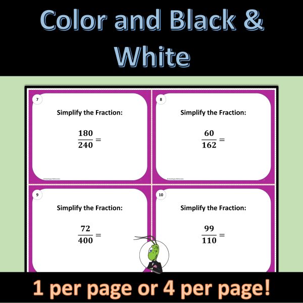 Simplifying Fractions Set 3 Task Cards and Google Slides and Forms ...