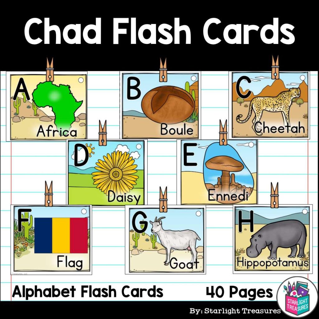 Alphabet Flash Cards for Early Readers - Country of Chad | Made By Teachers