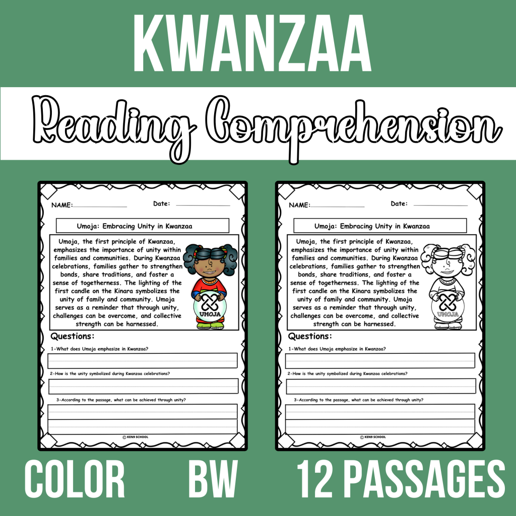 Kwanzaa Principles Reading Comprehension Passage and Questions - Made ...
