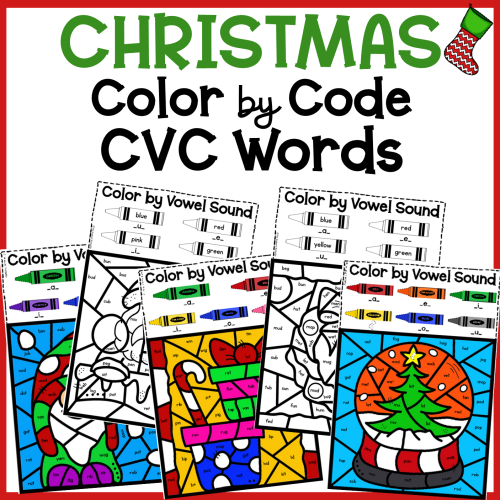 Christmas Activities Color by Short Vowel | CVC Words | Made By Teachers
