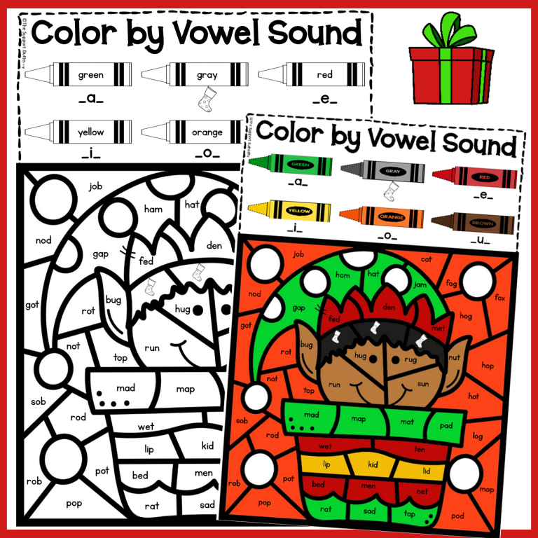 Christmas Activities Color by Short Vowel | CVC Words | Made By Teachers