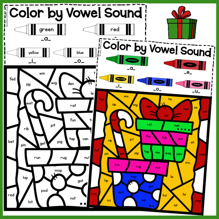 Christmas Activities Color by Short Vowel | CVC Words | Made By Teachers
