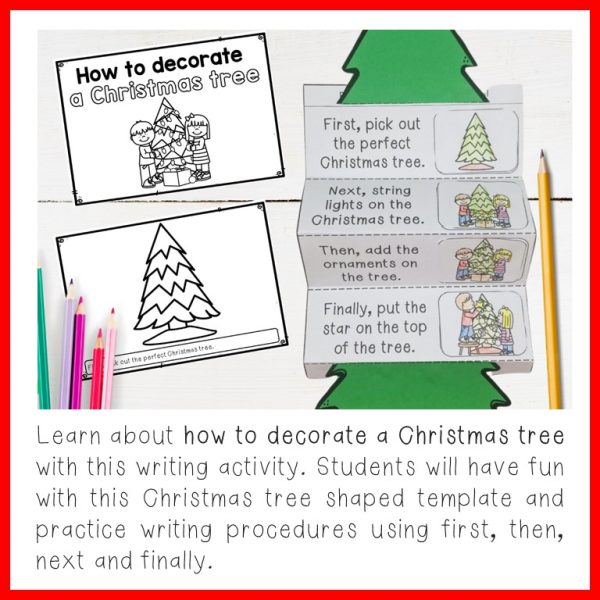 How to decorate a Christmas Tree Craft | Christmas Sequence Writing ...