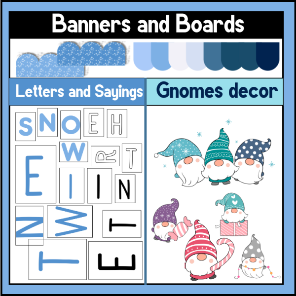 Hello Winter Gnomes Winter Bulletin Board January Door Decor, Let It ...