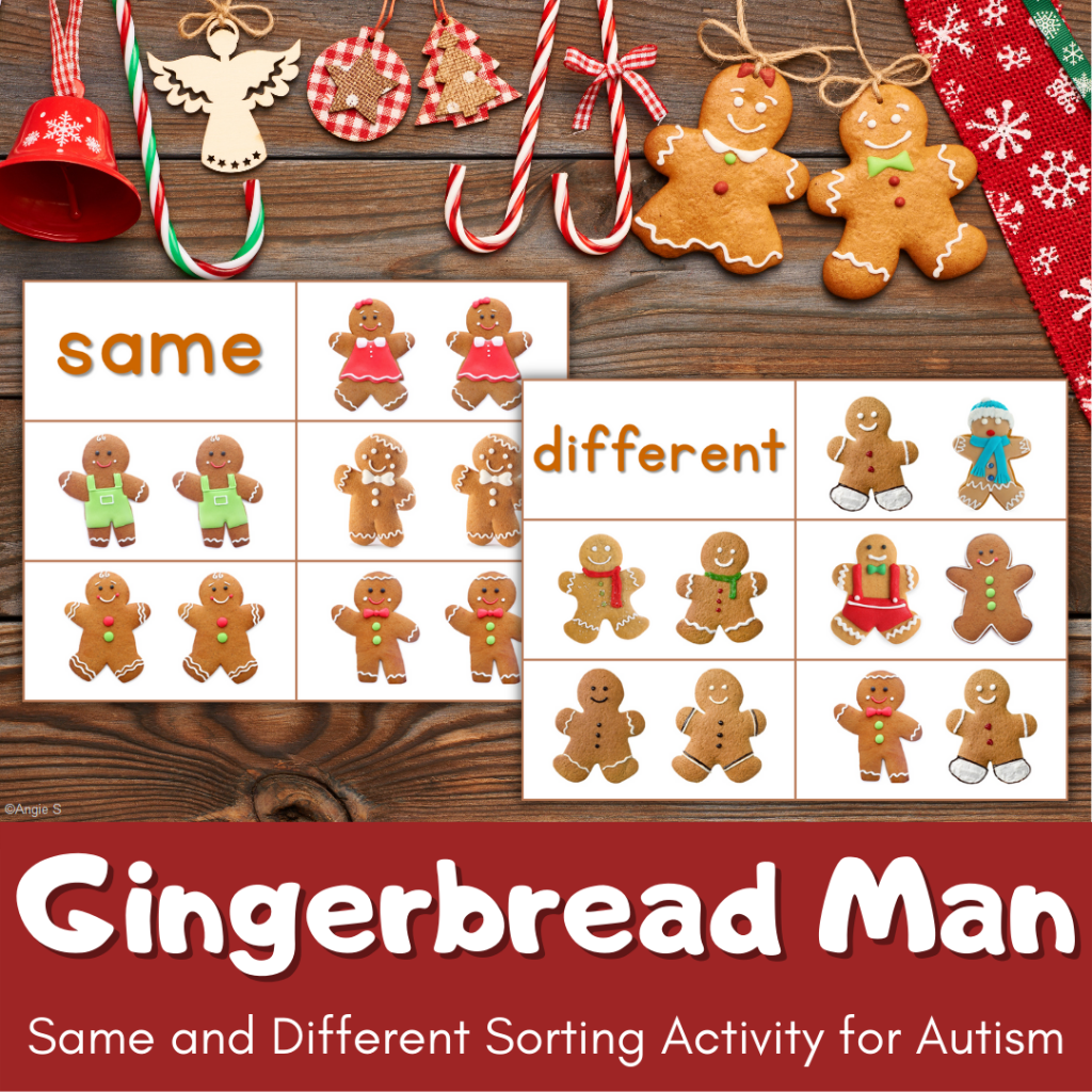 Gingerbread Man Speech Therapy Activity Same Different Sorting Autism ...