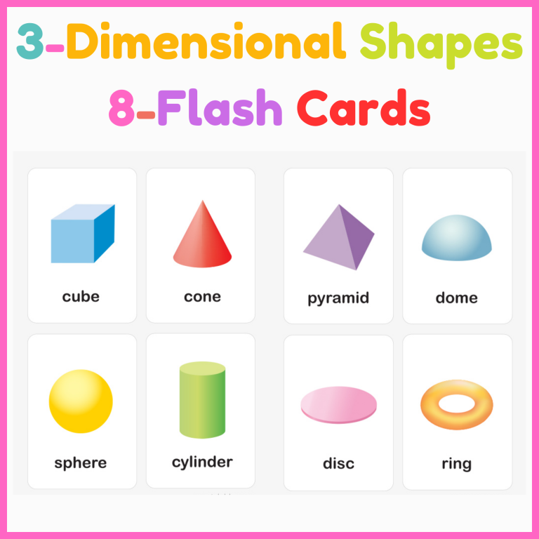 2D-3D Shapes Flash Cards+Color Flash Cards for Toddlers | Printable ...