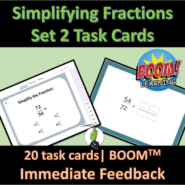 Simplifying Fractions Set 2 Boom Digital Task Cards | Made By Teachers