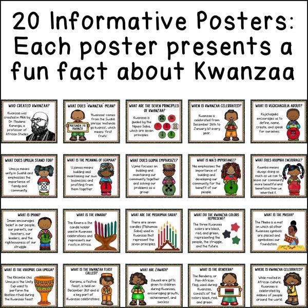 Kwanzaa Bulletin Board Set - 20 Educational Posters - Kwanzaa ...
