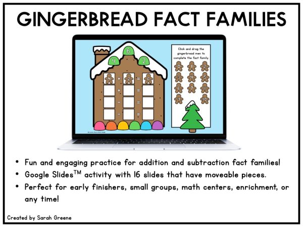 Gingerbread Addition and Subtraction Fact Families for Google Slides ...