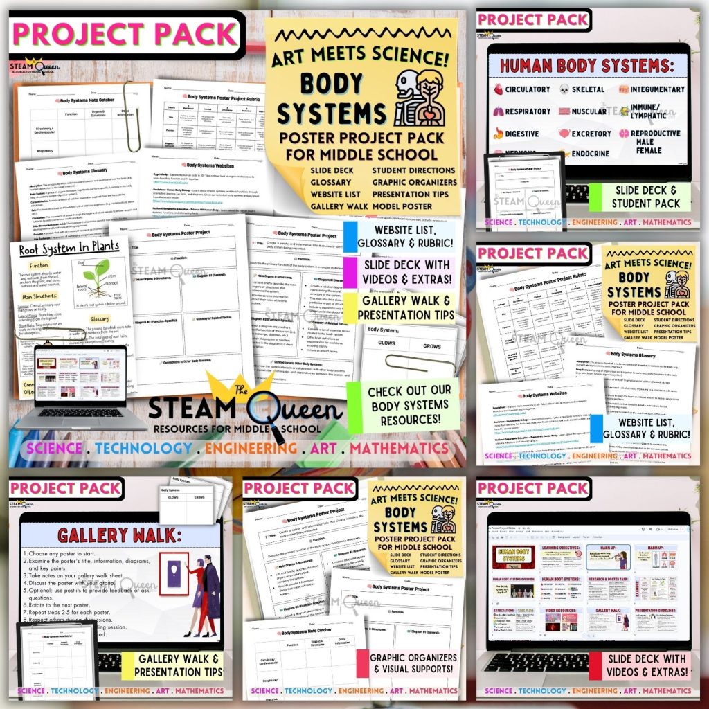 Body Systems Poster Project Slides Presentation Gallery Walk for Middle ...