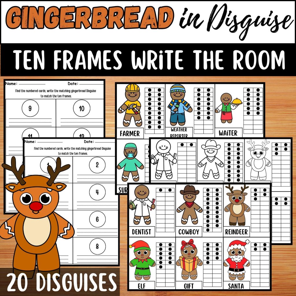 Gingerbread Man Write the Room 10 Frames | Disguise a Gingerbread Write ...