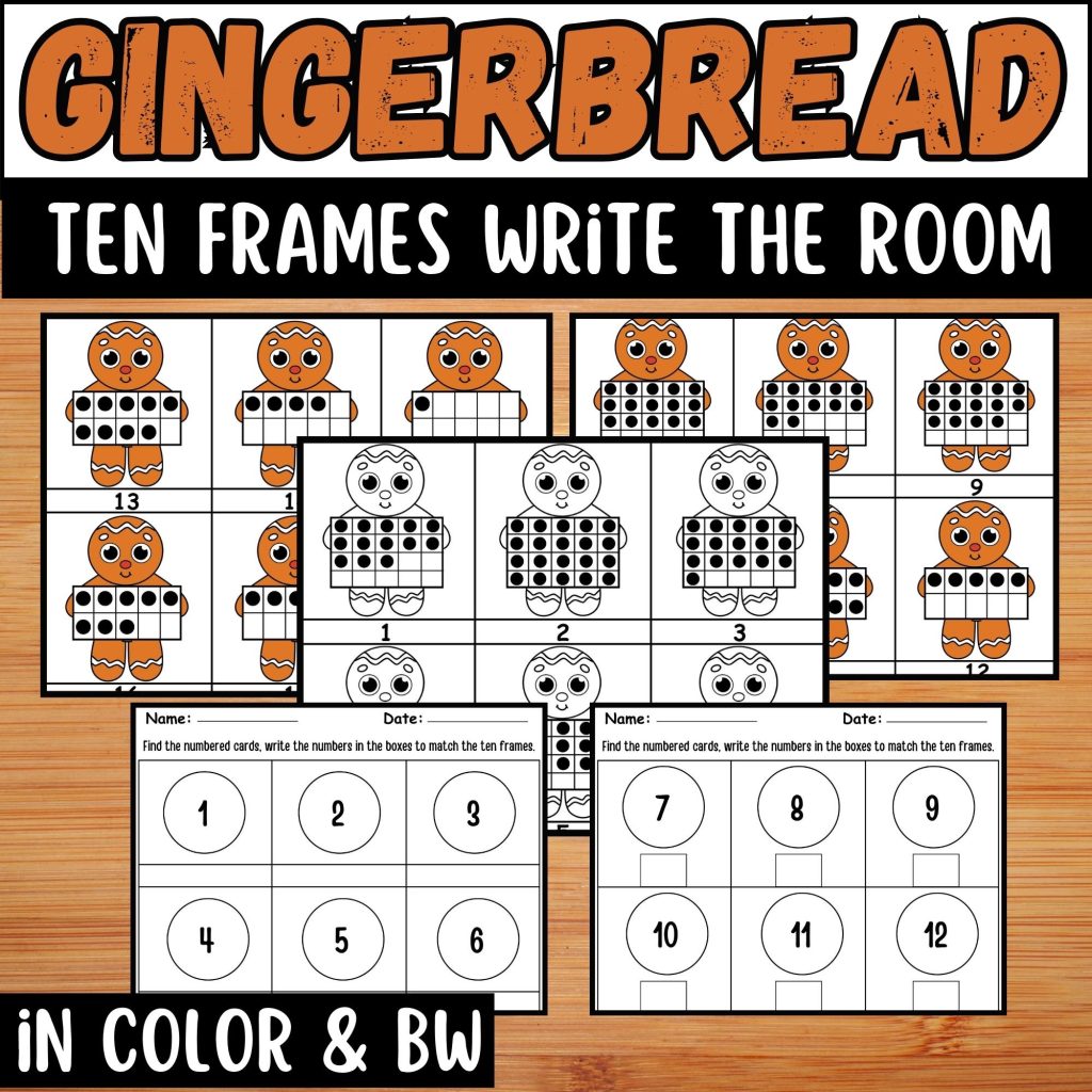Gingerbread Man Write the Room Math Center,Gingerbread Man 10-Frame ...