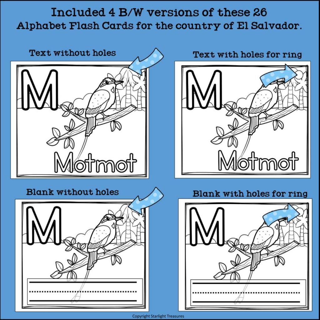 Alphabet Flash Cards for Early Readers - Country of El Salvador | Made ...