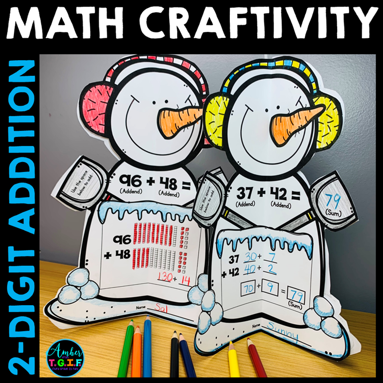2nd Grade Winter Math Crafts Bundle | December Bulletin Board Craft ...