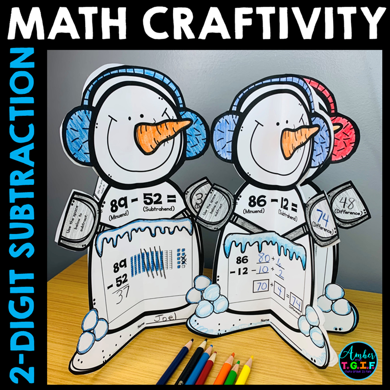 2nd Grade Winter Math Crafts Bundle | December Bulletin Board Craft ...