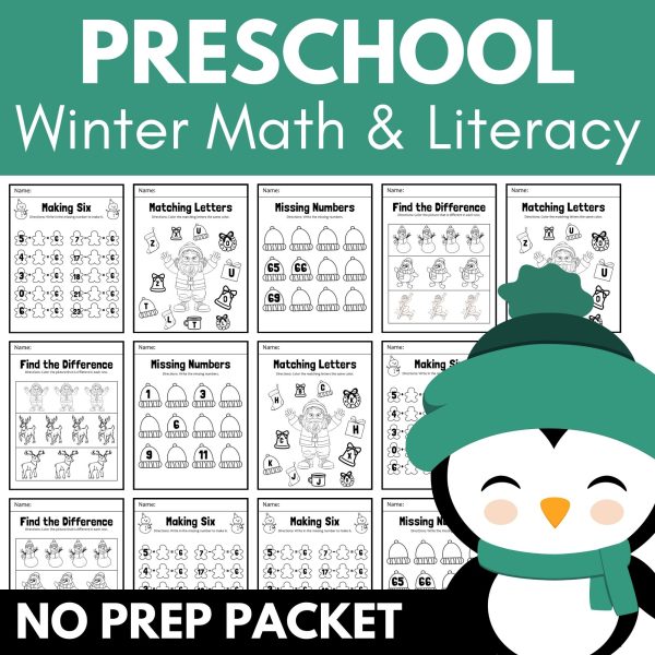 December Winter Math and Literacy Packet NO PREP (Preschool) | Made By ...