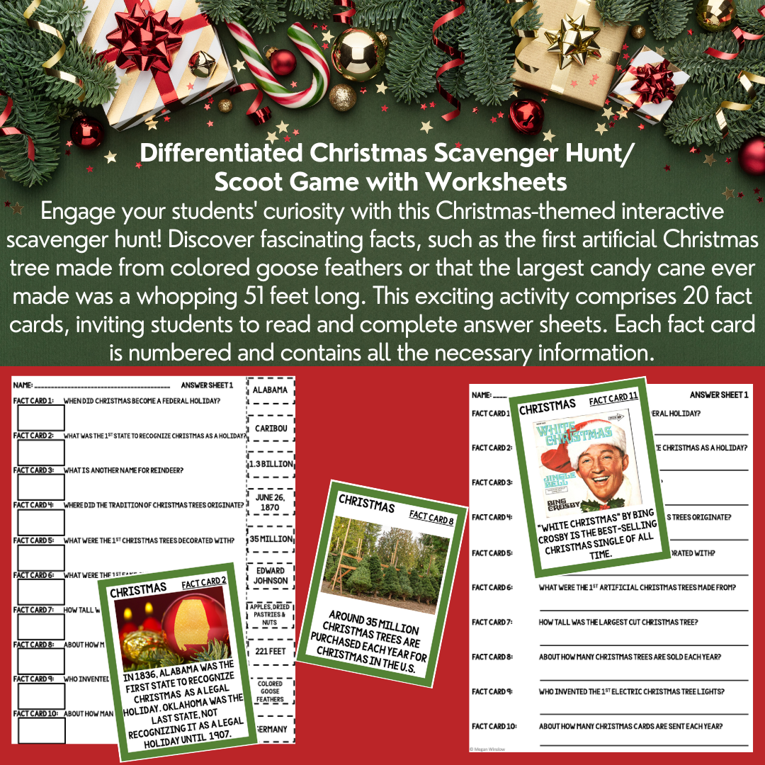 Christmas Scavenger Hunt - Informational Reading - Scoot Activity - 2 ...