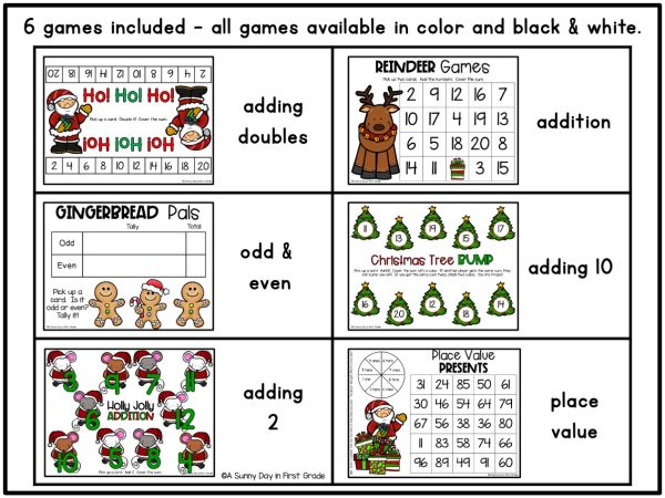 Christmas Math Games for Addition, Place Value, Odd and Even Numbers ...