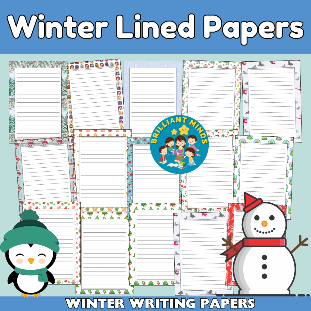 Winter Lined Paper - Winter Writing Paper - Winter Writing Papers with ...