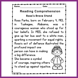 Rosa Parks Reading Comprehension Passages and Activities Worksheet (No ...