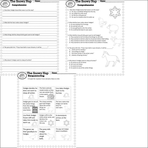 The Snowy Nap Winter Reading Quiz Tests & Story Scene Sequencing | Made ...
