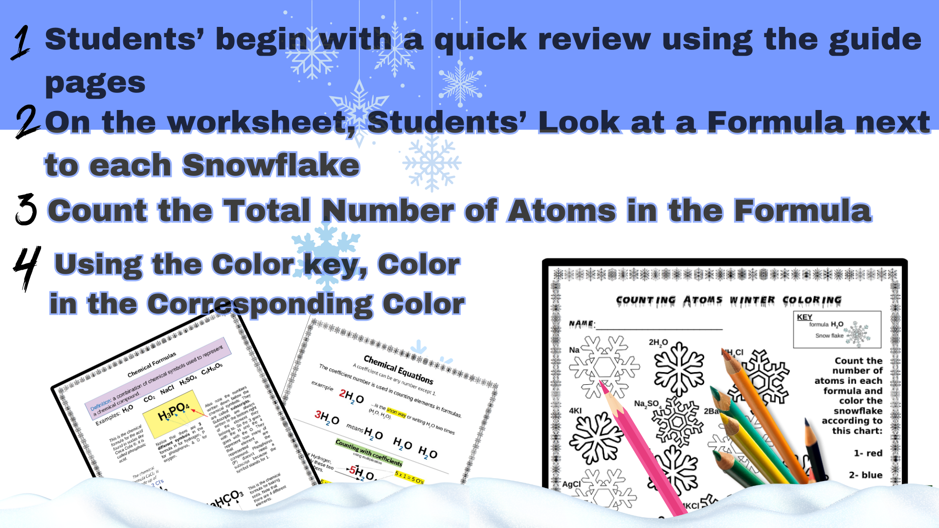 Counting Atoms: Winter Coloring Activity | Made By Teachers