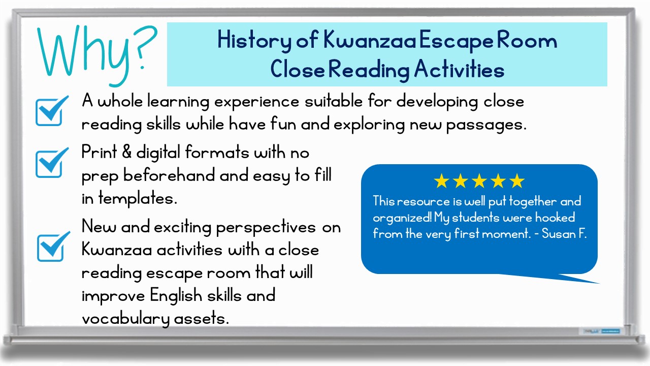 Kwanzaa Escape Room Close Reading Passage Winter Holiday Activity ...