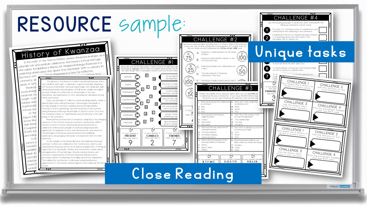 Kwanzaa Escape Room Close Reading Passage Winter Holiday Activity ...