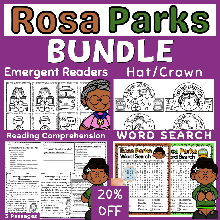 Rosa Parks Reading Comprehension, Word Search, Emergent Readers, and ...