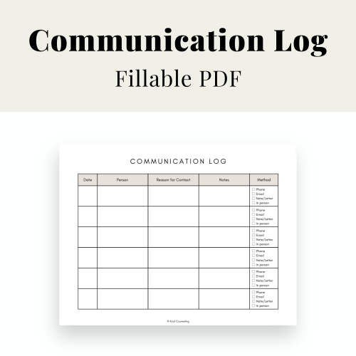 Parent Communication Log for School Counselor | Contact Tracker ...