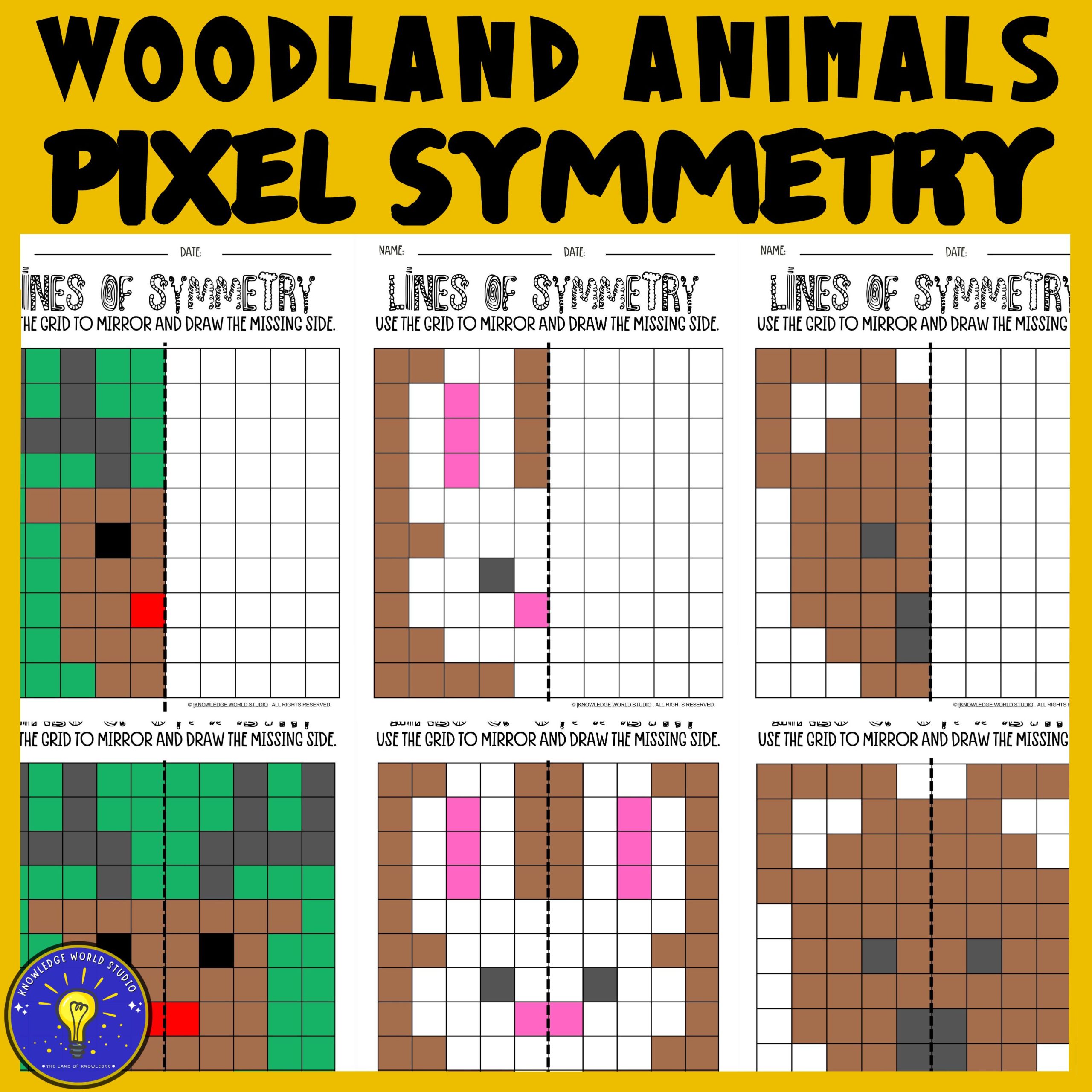 Christmas Lines of Symmetry - Math Pixel Art - Symmetry Reflection ...