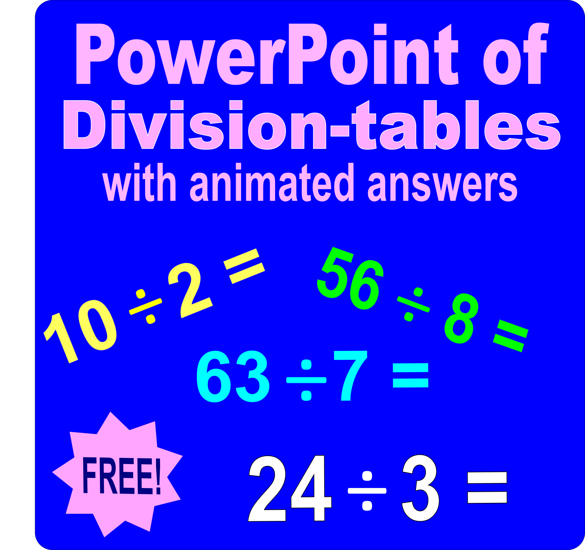 PowerPoint of division tables with animated answers for group exercises ...