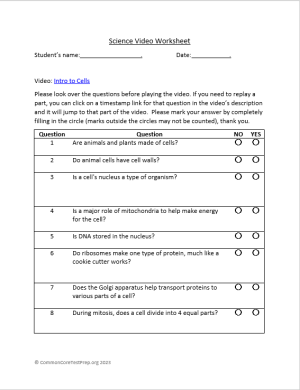 Intro to Cells. Video sheet, Google Forms, Blackboard, Canvas, Easel ...