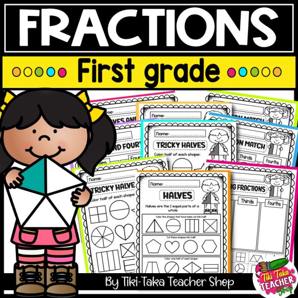Fractions and Partitioning Worksheets - First grade Math Centers | Made ...