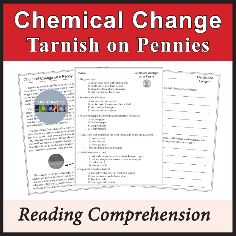 Chemical Change on a Penny Reading Comprehension NGSS 5-PS1-3 | Made By ...