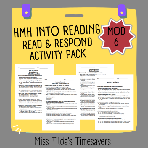 Read and Respond Activity Pack - Grade 4 HMH Into Reading (Module 6 ...