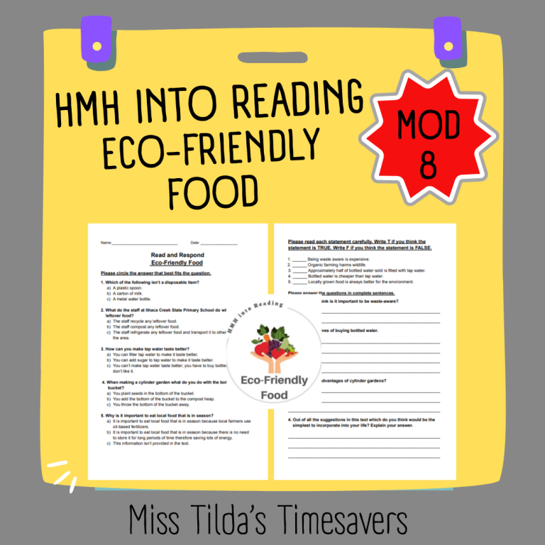 Eco-Friendly Food - Grade 4 HMH Into Reading (Modu - Made By Teachers
