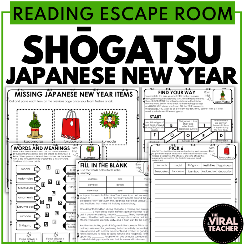 Holidays Around the World Reading Escape Room about Shōgatsu Japanese ...