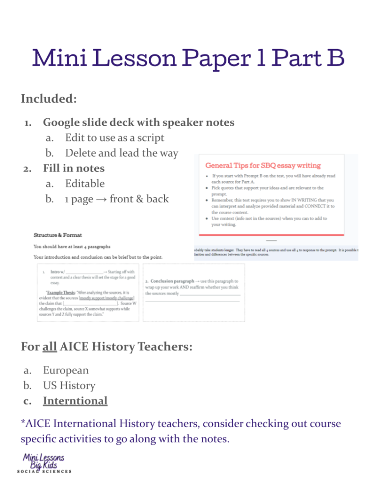 AICE History: Paper 1 Part B Mini Lesson | Made By Teachers