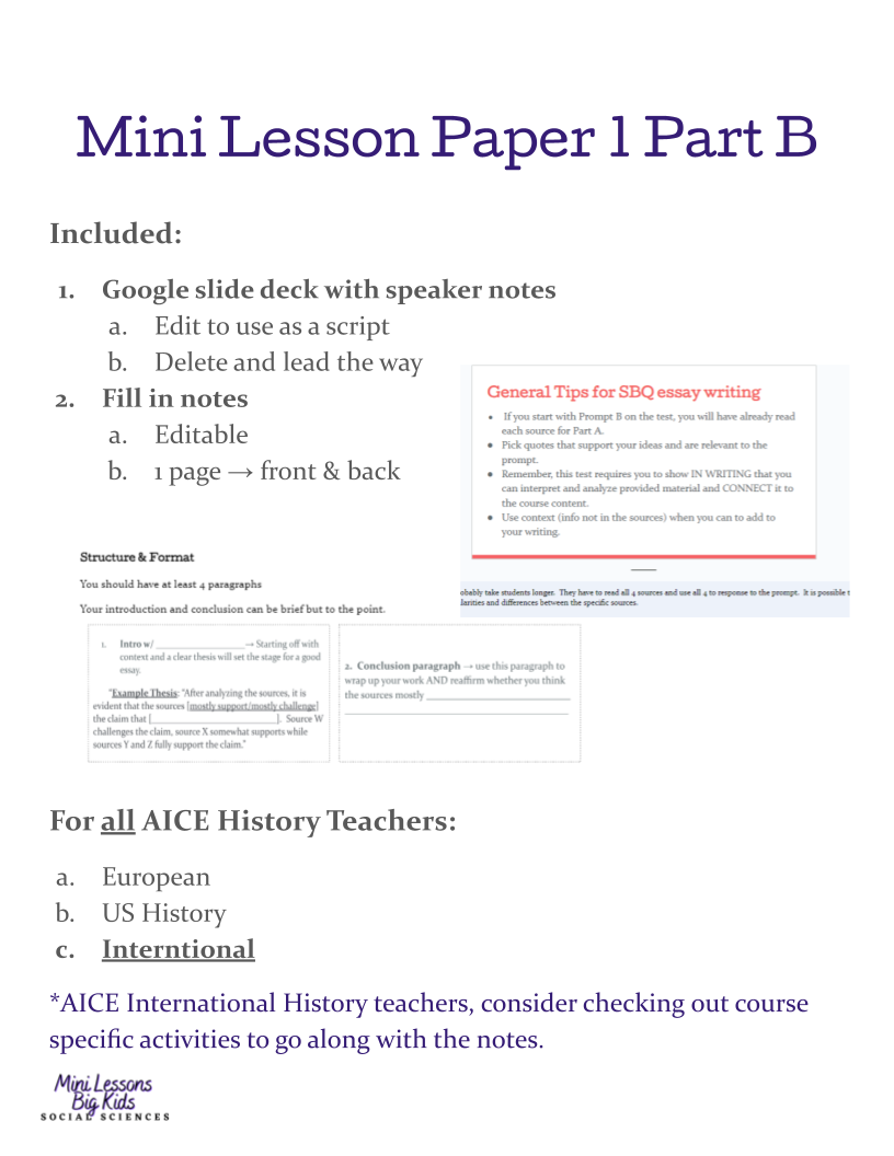 AICE History: Paper 1 Part A Mini Lesson - Made By Teachers