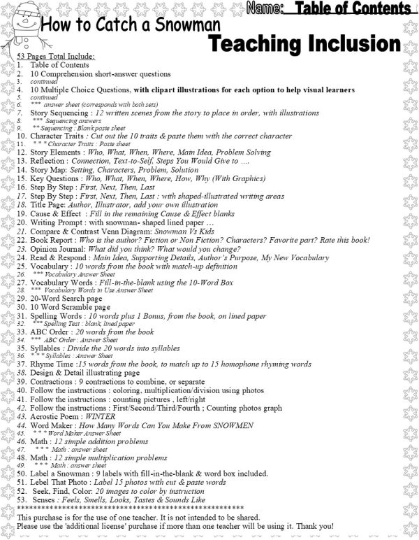 How to Catch a Snowman Winter Read Aloud Book Study Companion ...