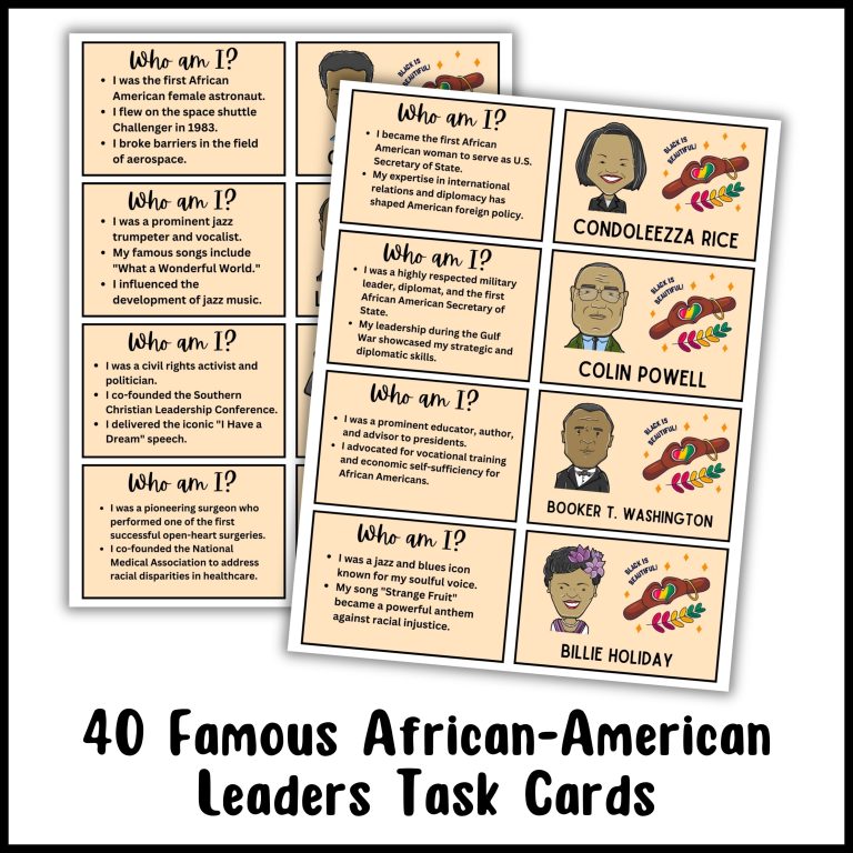 African-American Leaders Who am I Task Cards? | Black History Month ...
