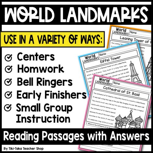 Famous World Landmarks Social Studies Reading Comprehension Passages ...