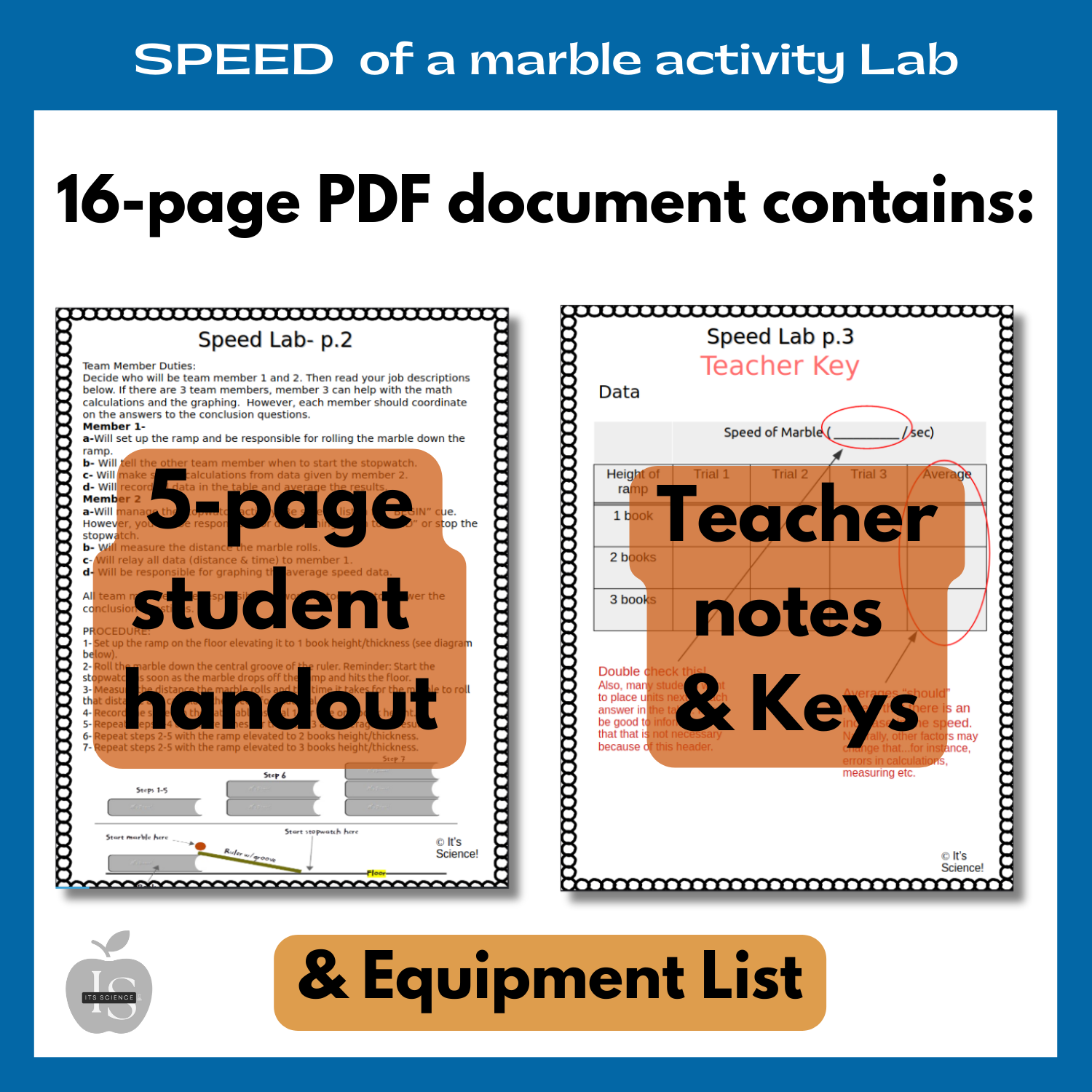 Speed of a Marble Lab Experiment & Motion Activity | Made By Teachers