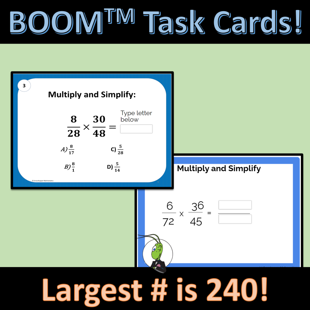 Multiplying Fractions Set 2 Boom Digital Task Cards | Made By Teachers