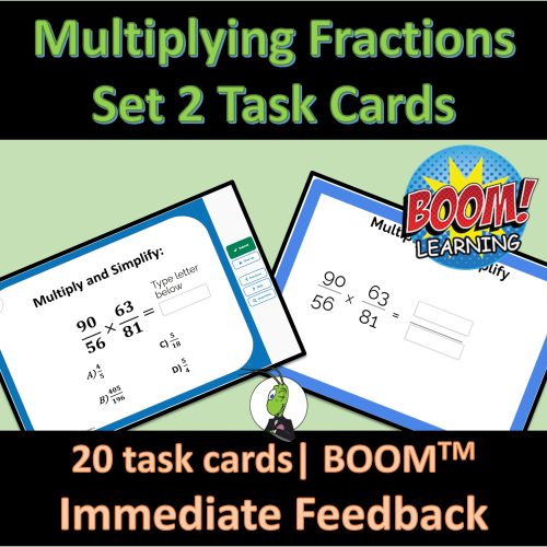 Multiplying Fractions Set 2 Boom Digital Task Cards | Made By Teachers