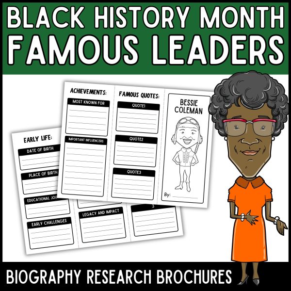 Black History Month Icons Biography Research Project Banners Bundle 30% ...